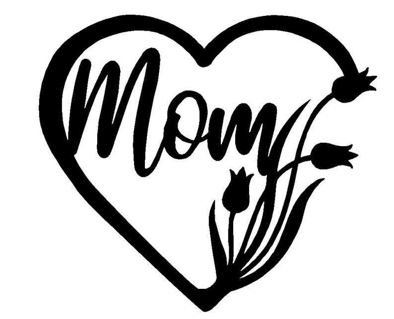 DXF File MOM Heart With Flower - Etsy