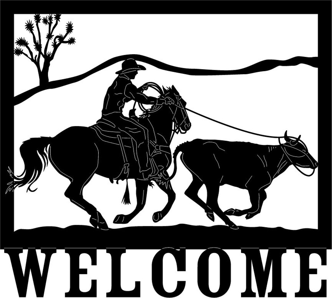 DXF File Welcome Cowboy Sign - Etsy