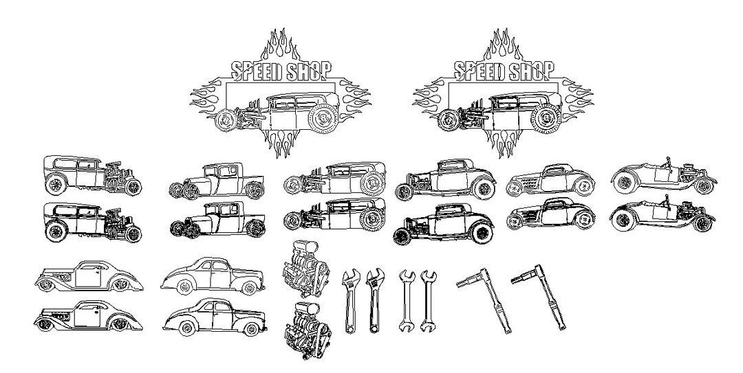 DXF File Hot Rod Rat Rod Engine - Etsy
