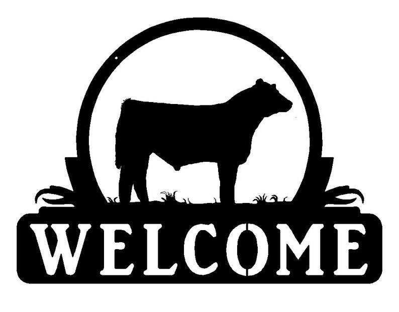 DXF File Welcome Cow Farm Sign - Etsy