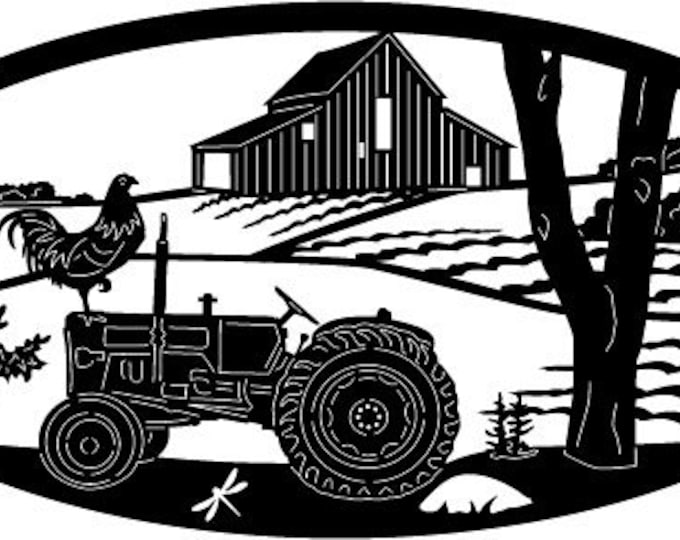 DXF File Farm Scene With Tractor - Etsy