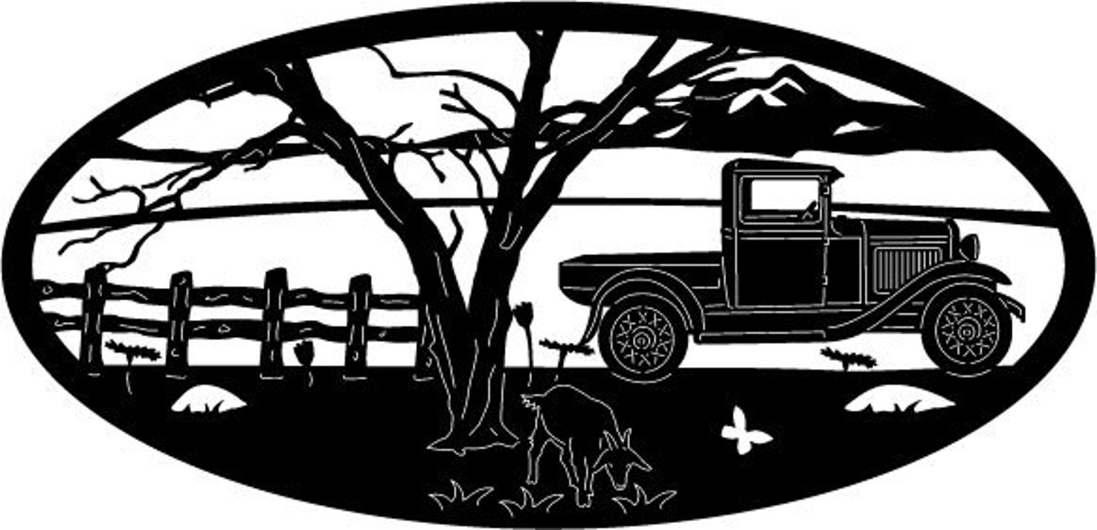 DXF File Country Farm Scene With Truck - Etsy