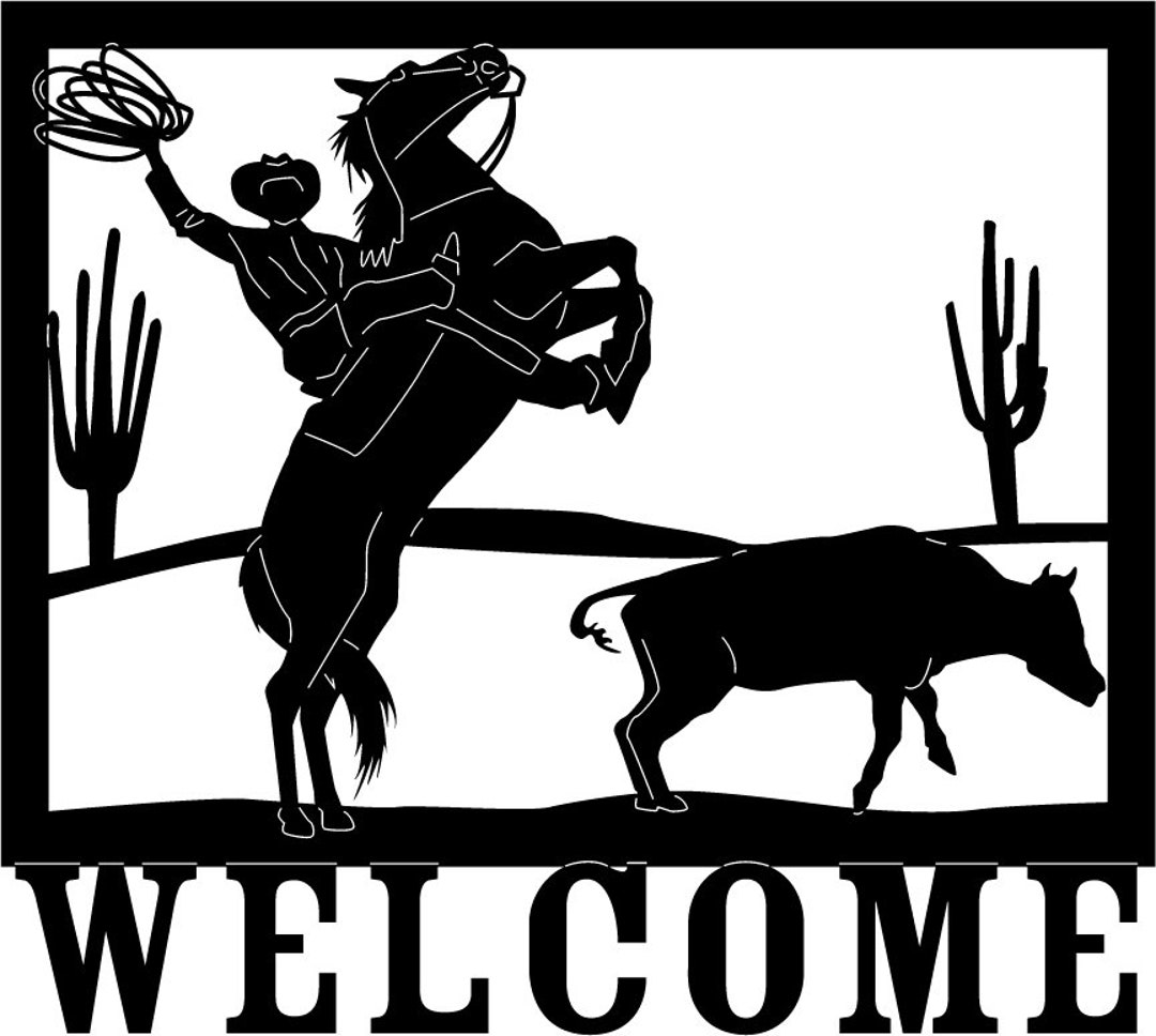 DXF File Welcome Cowboy - Etsy