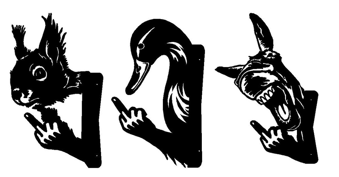 DXF File Donkey Duck Squirrel Flipping the Bird Middle Finger Funny - Etsy
