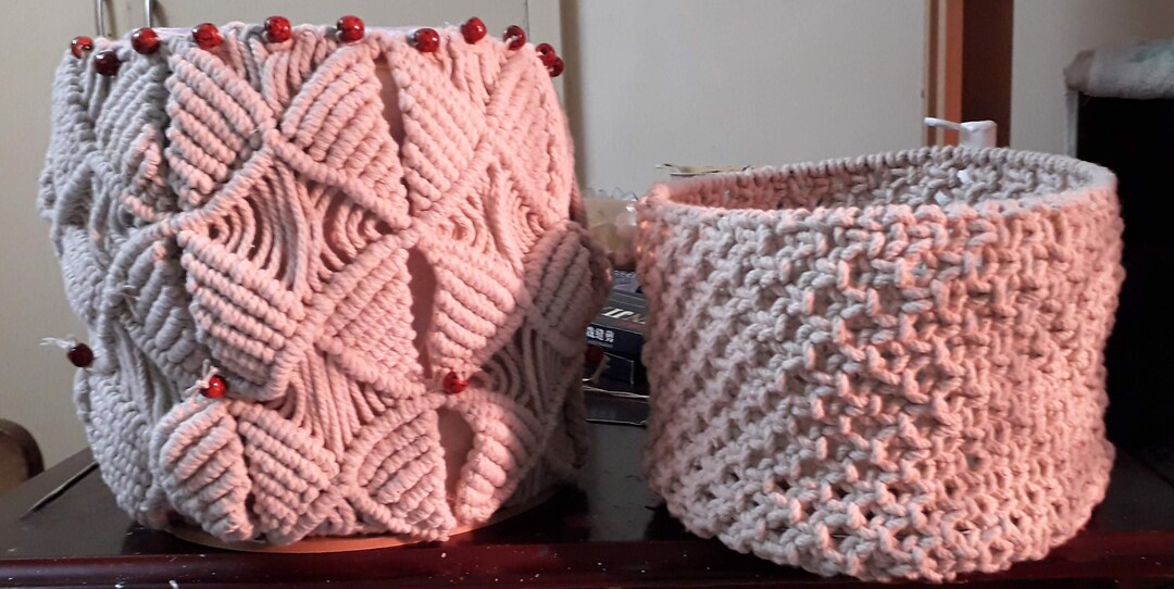 Basket or Storage Container Made of Cotton Cords MACRAME - Etsy Canada
