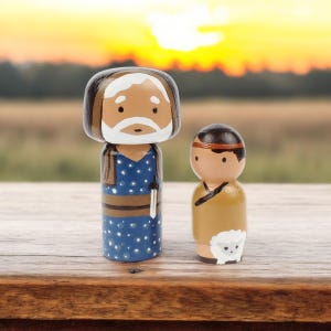 Bible Story Peg Dolls: Adam and Eve, Noah, Father Abraham and Isaac - Etsy