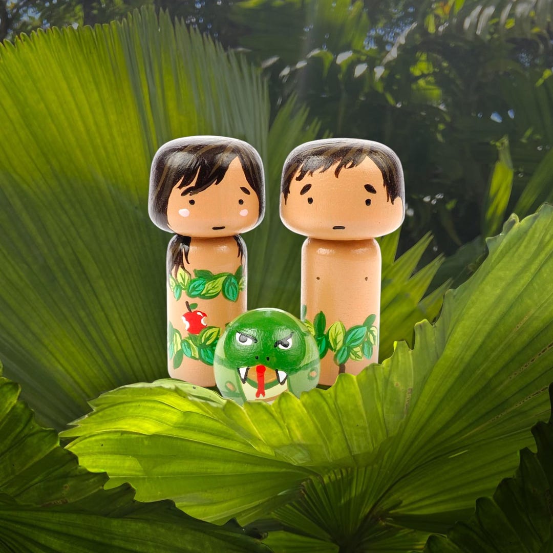 Bible Story Peg Dolls: Adam and Eve, Noah, Father Abraham and Isaac - Etsy