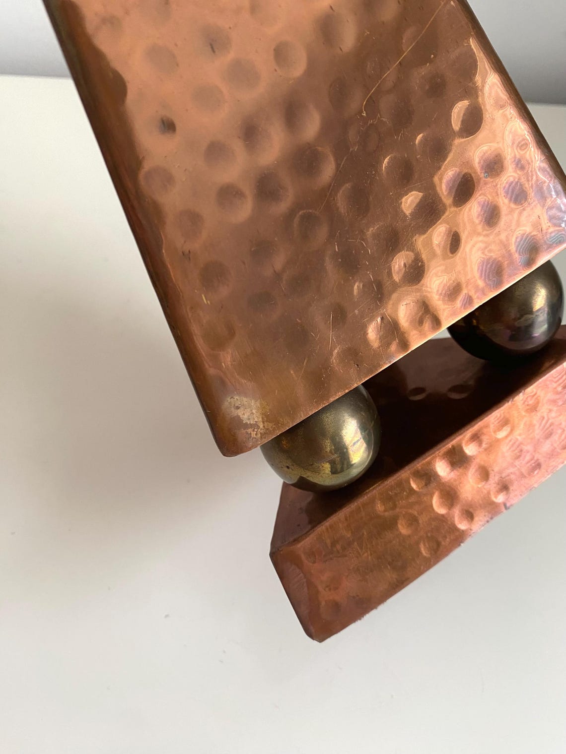 Hammered Copper Obelisk With Brass Spheres: MCM Decor (13.5" Tall) - Etsy