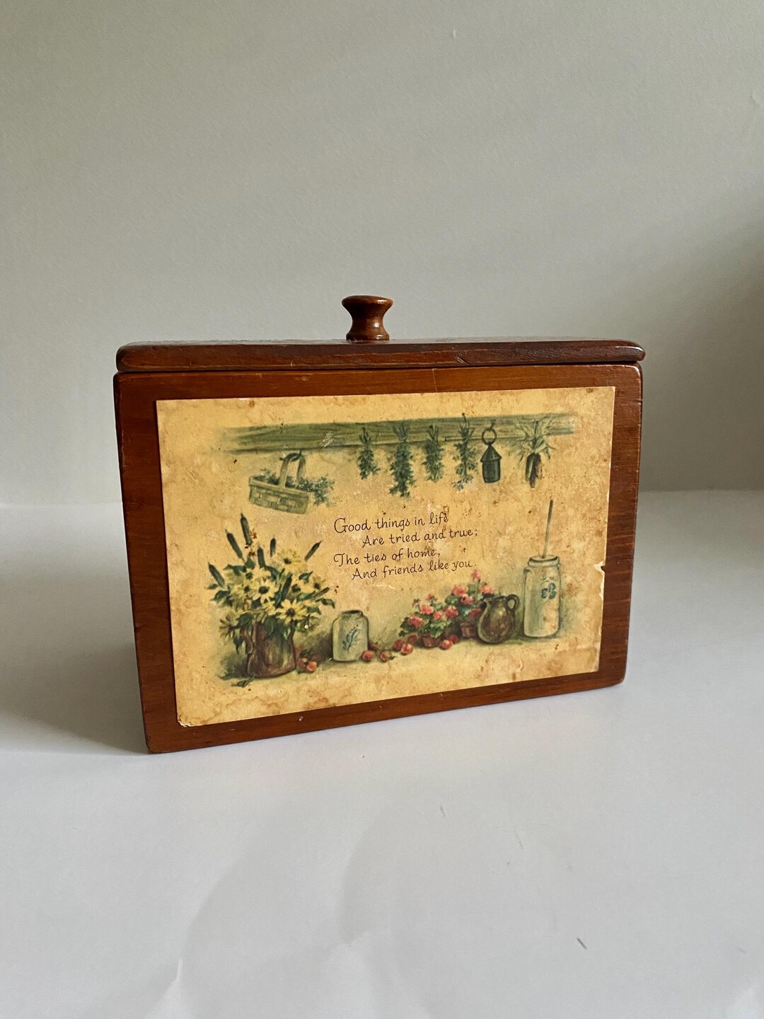 Vintage Wooden Recipe Box With Recipe Cards, Vintage Kitchen Decor - Etsy