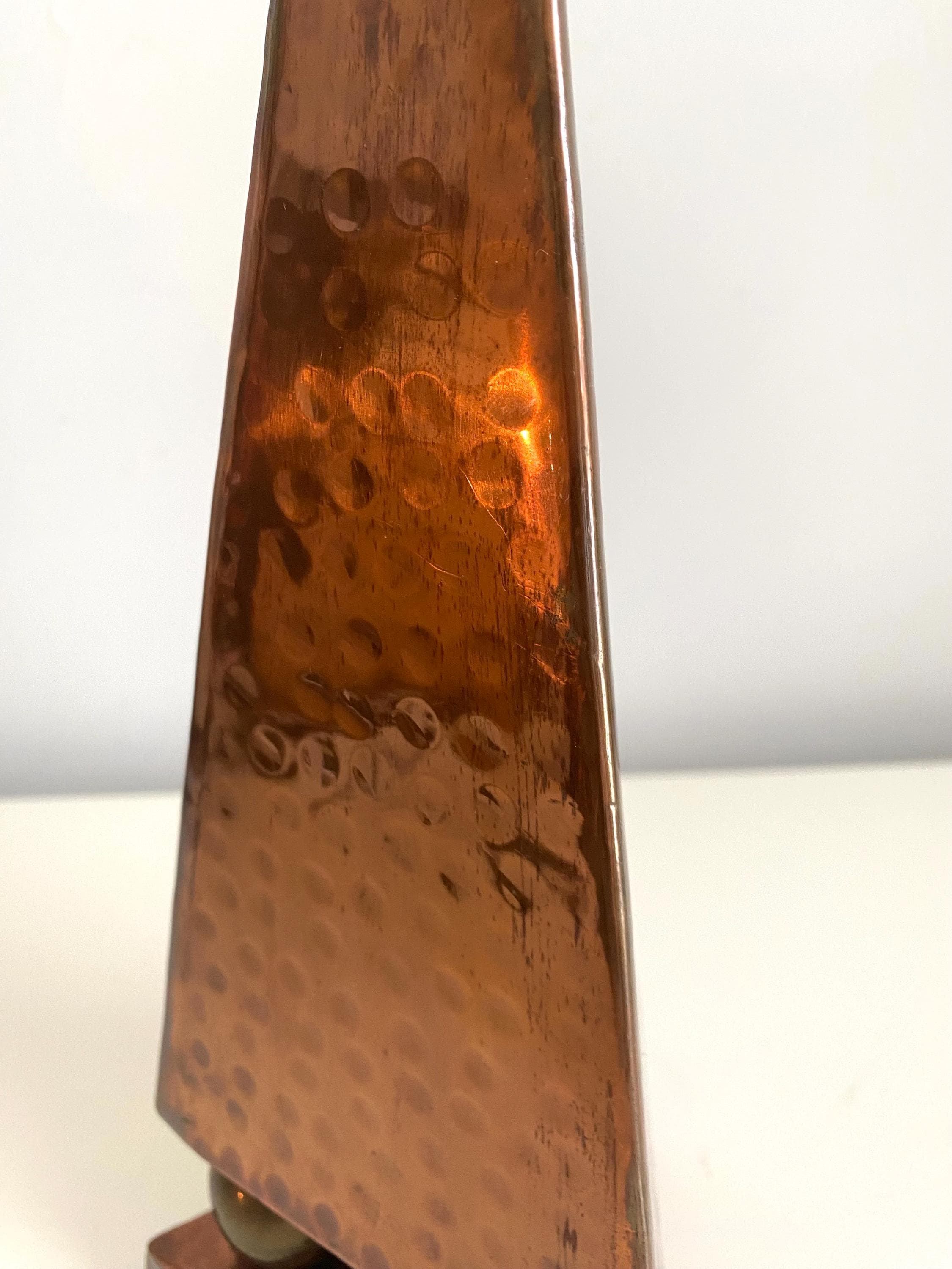 Hammered Copper Obelisk With Brass Spheres: MCM Decor (13.5" Tall) - Etsy