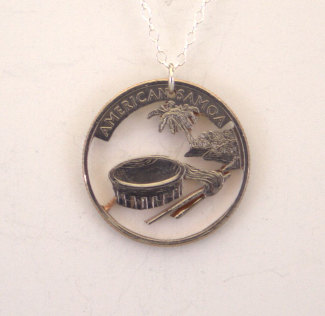 American Samoa Cut Out Coin Necklace/pendant - Etsy