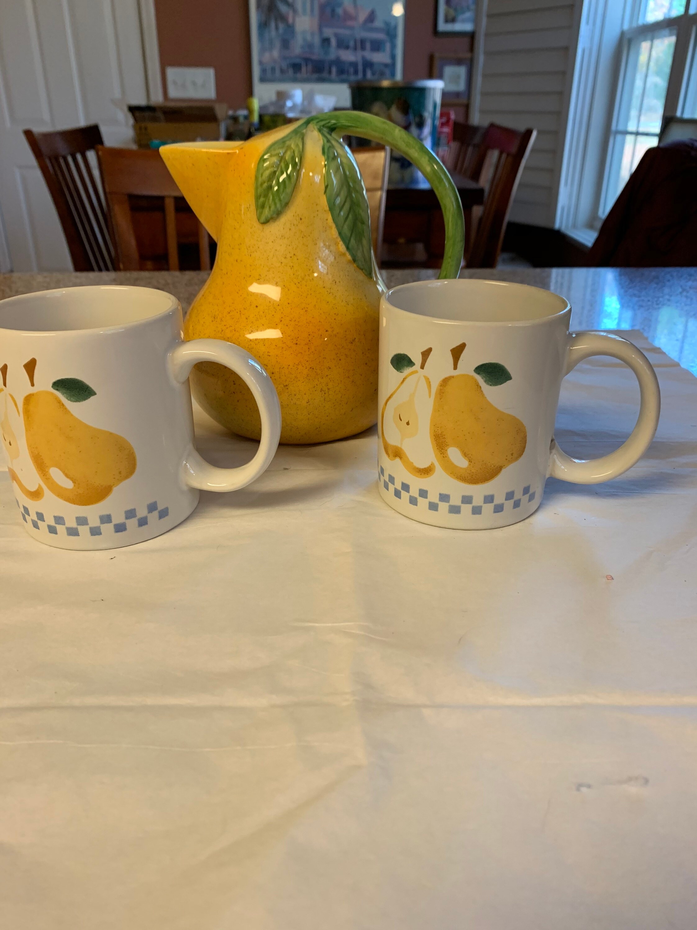 Yellow Pear Pitcher With 2 Pear Mugs - Etsy