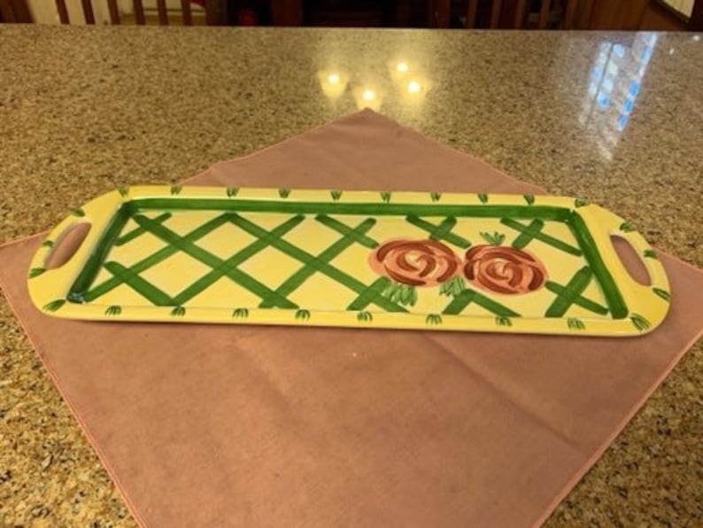 Yellow Ceramic Rectangular Serving Tray - Etsy