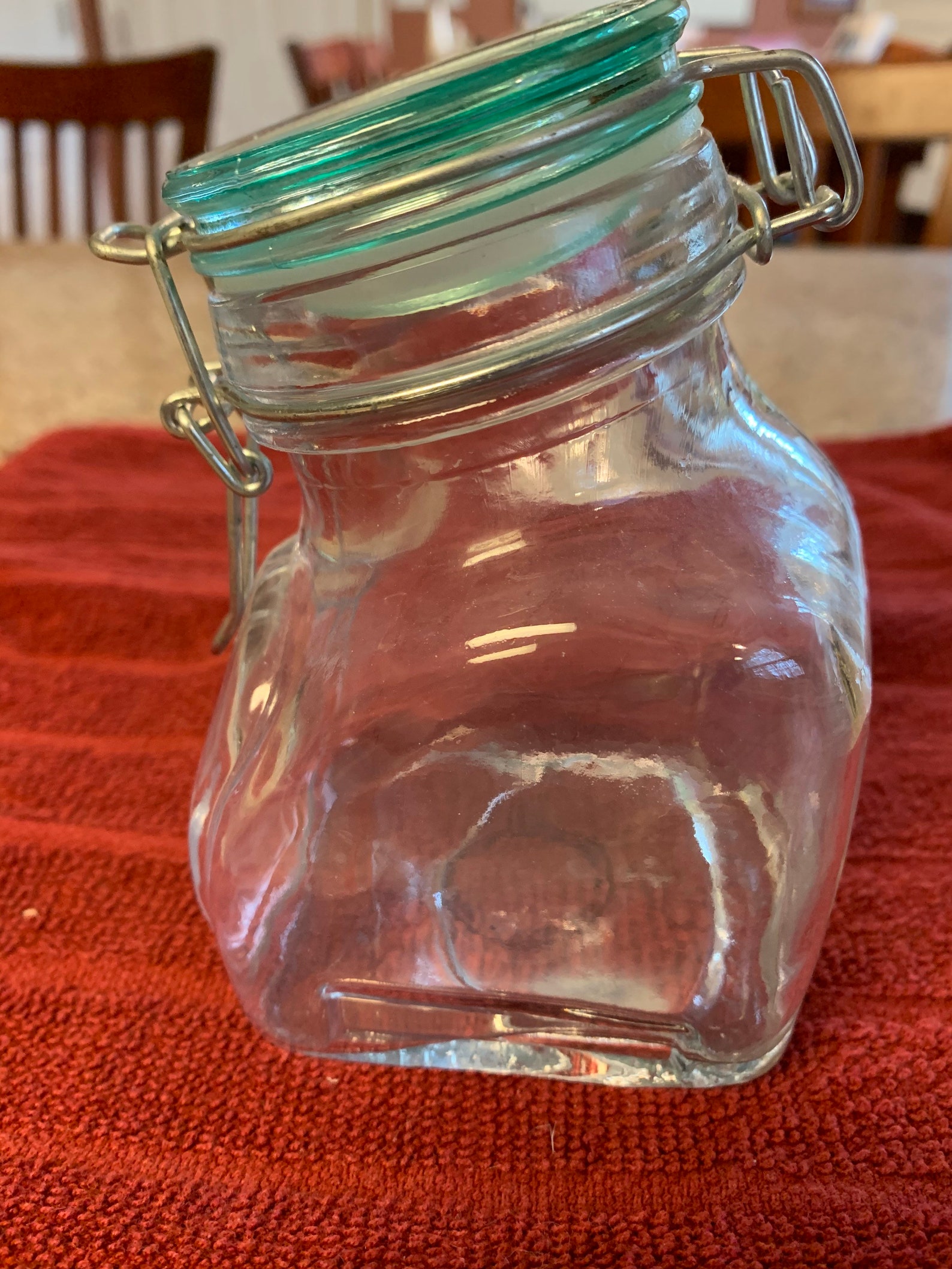 Aqua Tint Angular Glass Jar With Lid and Bail - Etsy