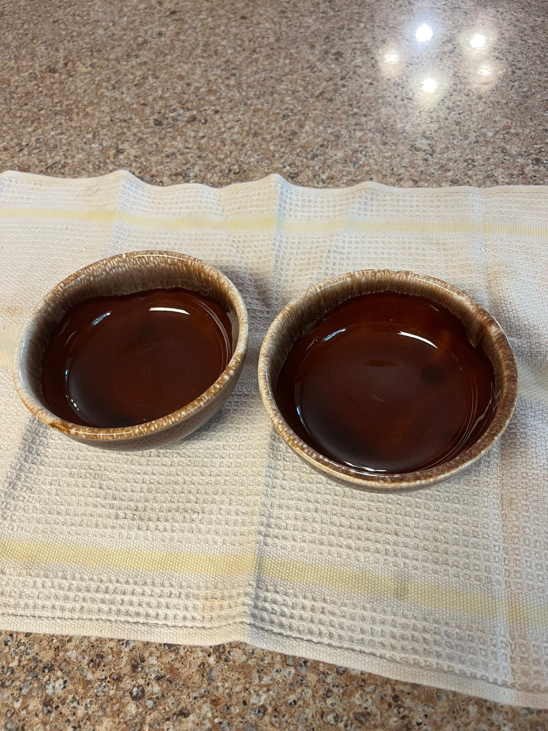 Brown Drip Pottery Bowls — Set of 2 - Etsy