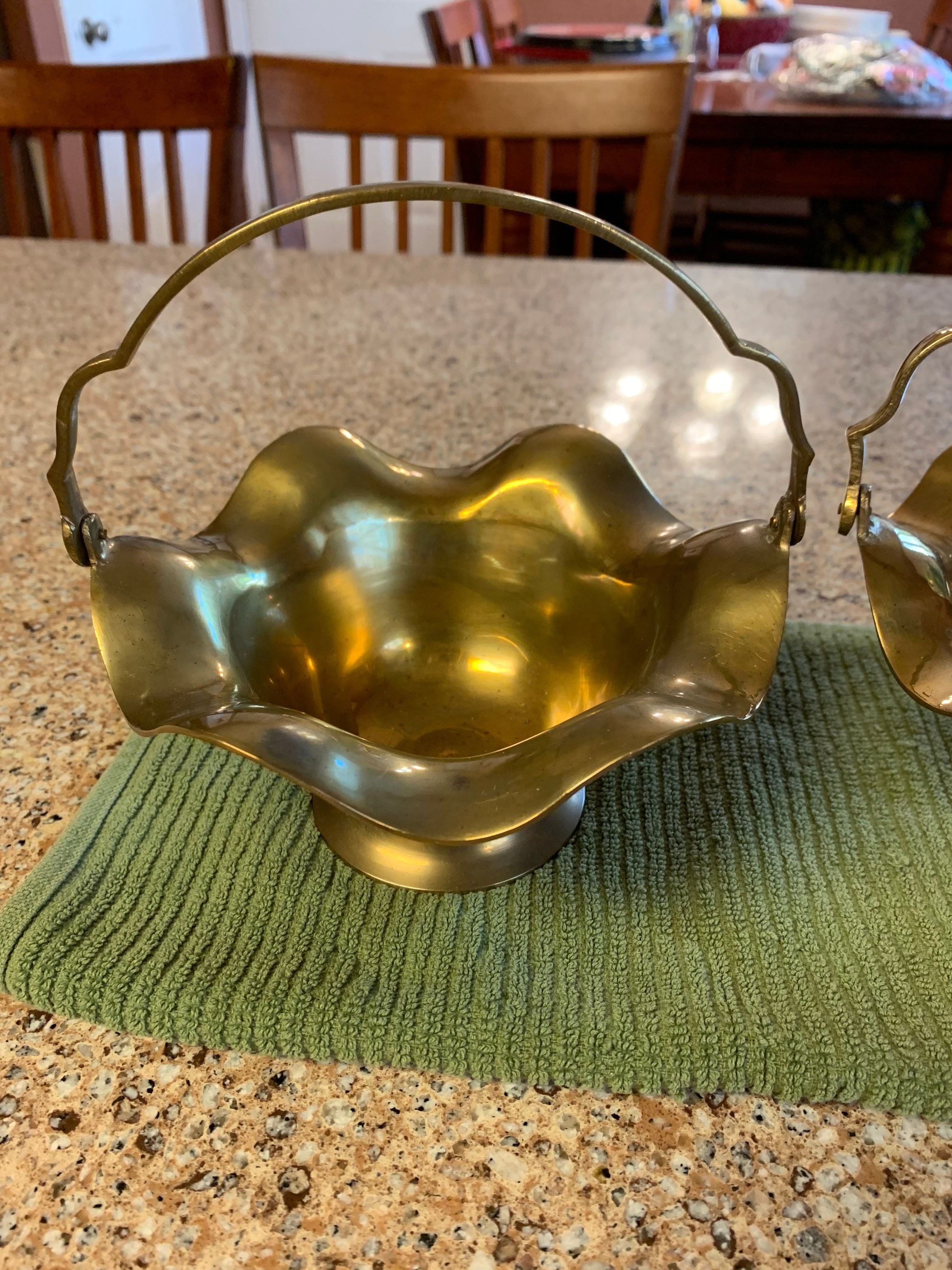 Brass Ruffled Edge Bowls/Baskets with Handles 2 Available - Etsy
