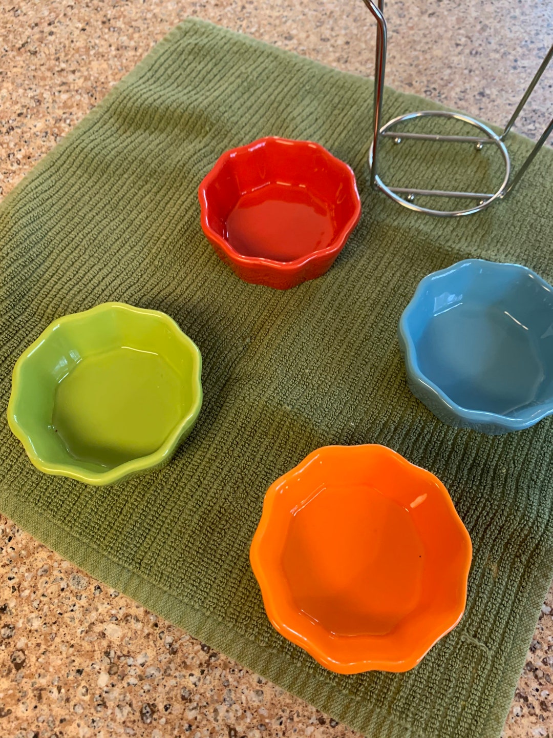 Ceramic Multi Color Ramekins in Rack - Etsy