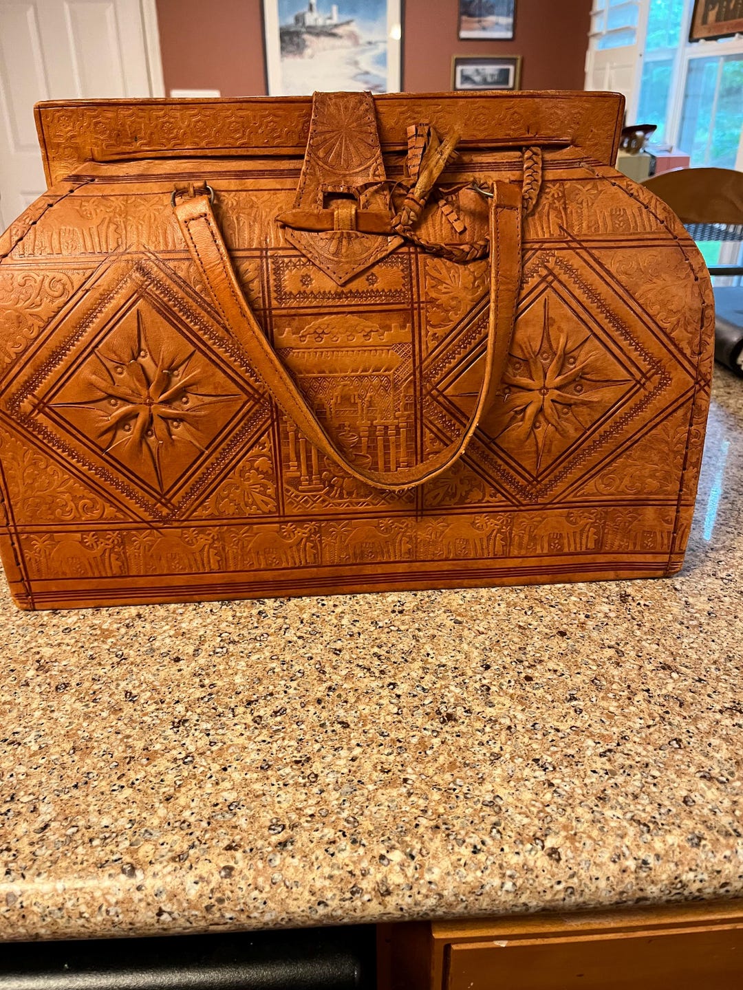 Hand Tooled Large Leather Handbag From Morocco - Etsy
