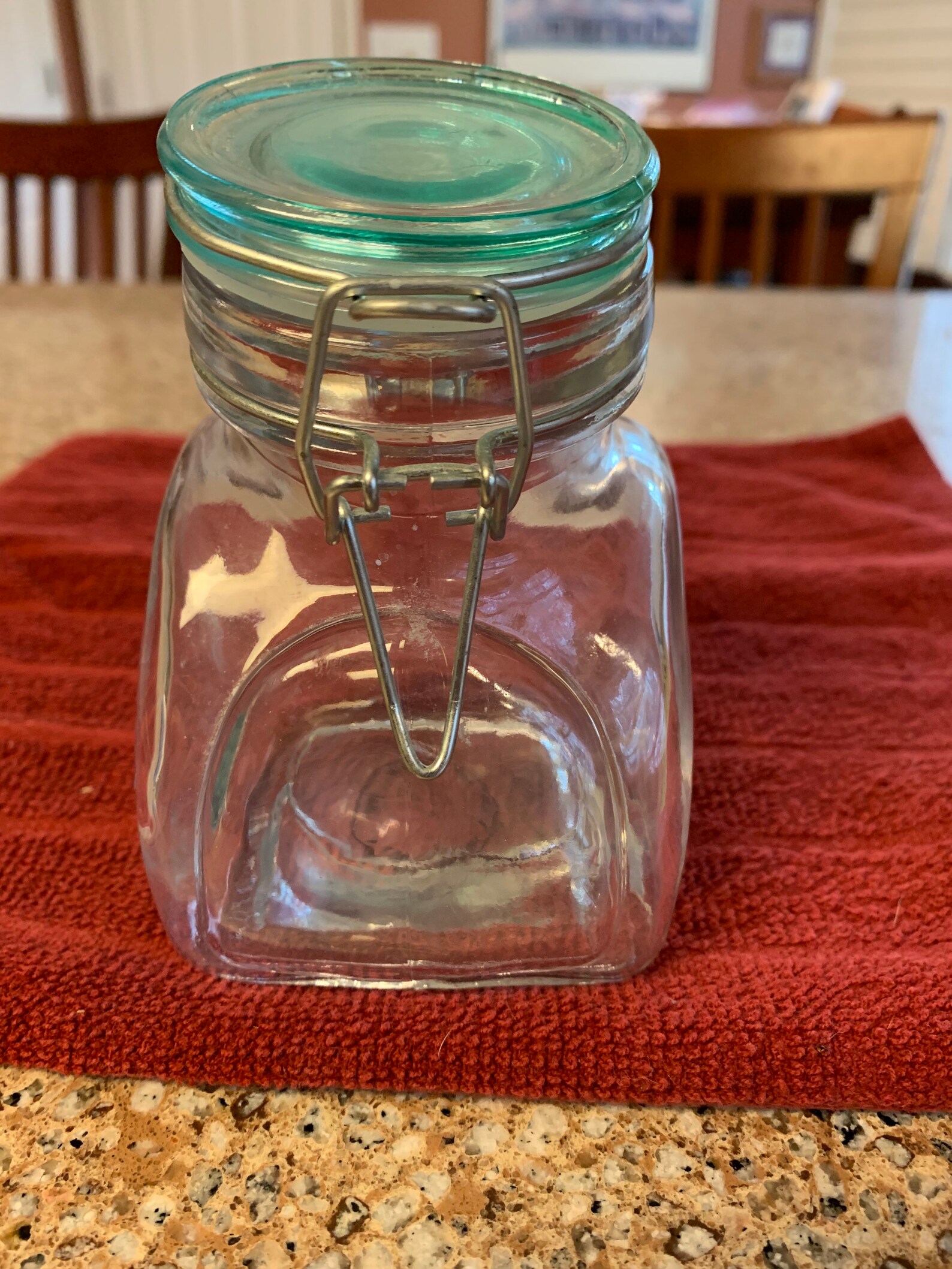 Aqua Tint Angular Glass Jar With Lid and Bail - Etsy