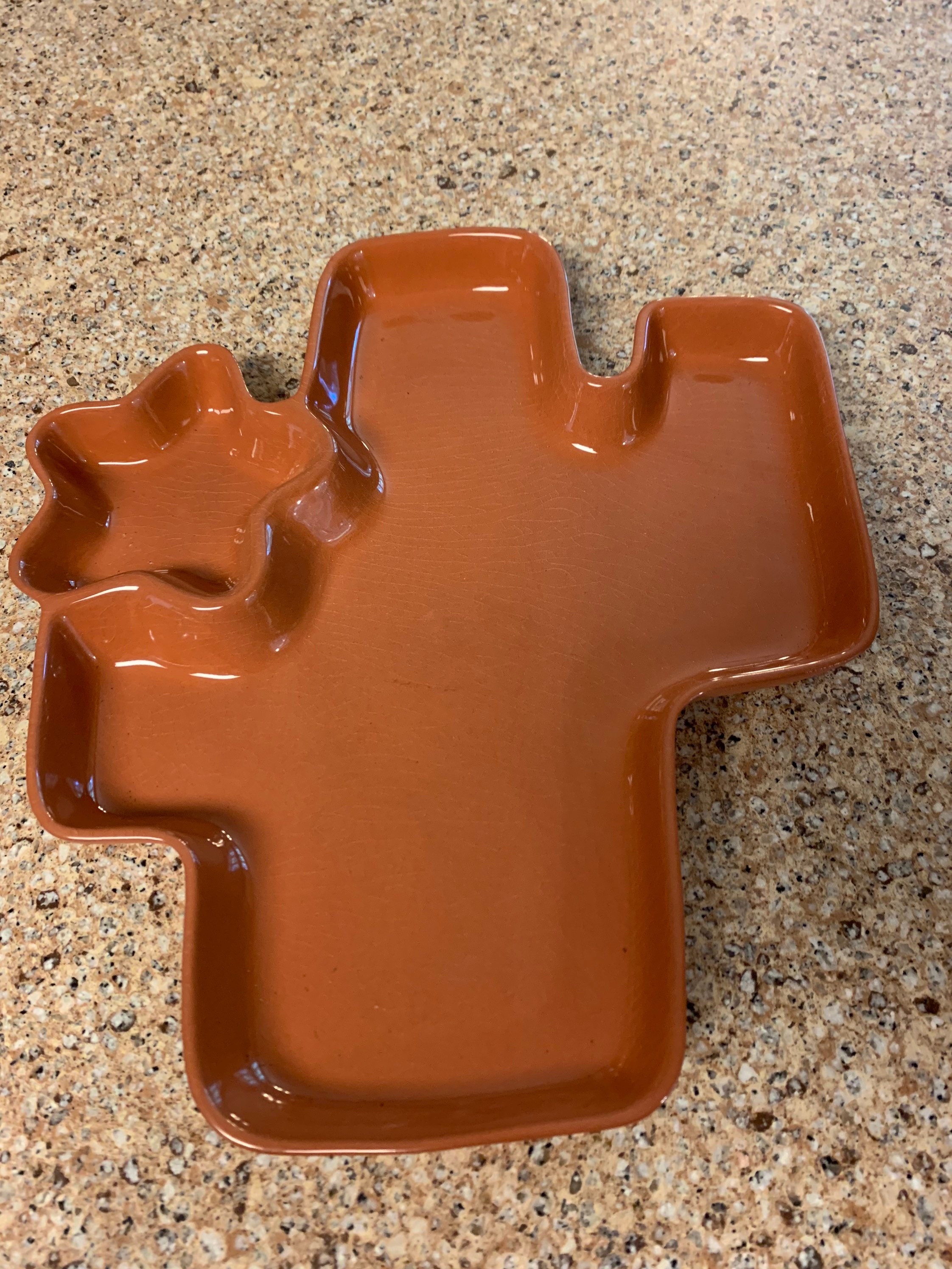 Terra Cotta Glazed Cactus Shaped Chip and Dip From Boston - Etsy.de