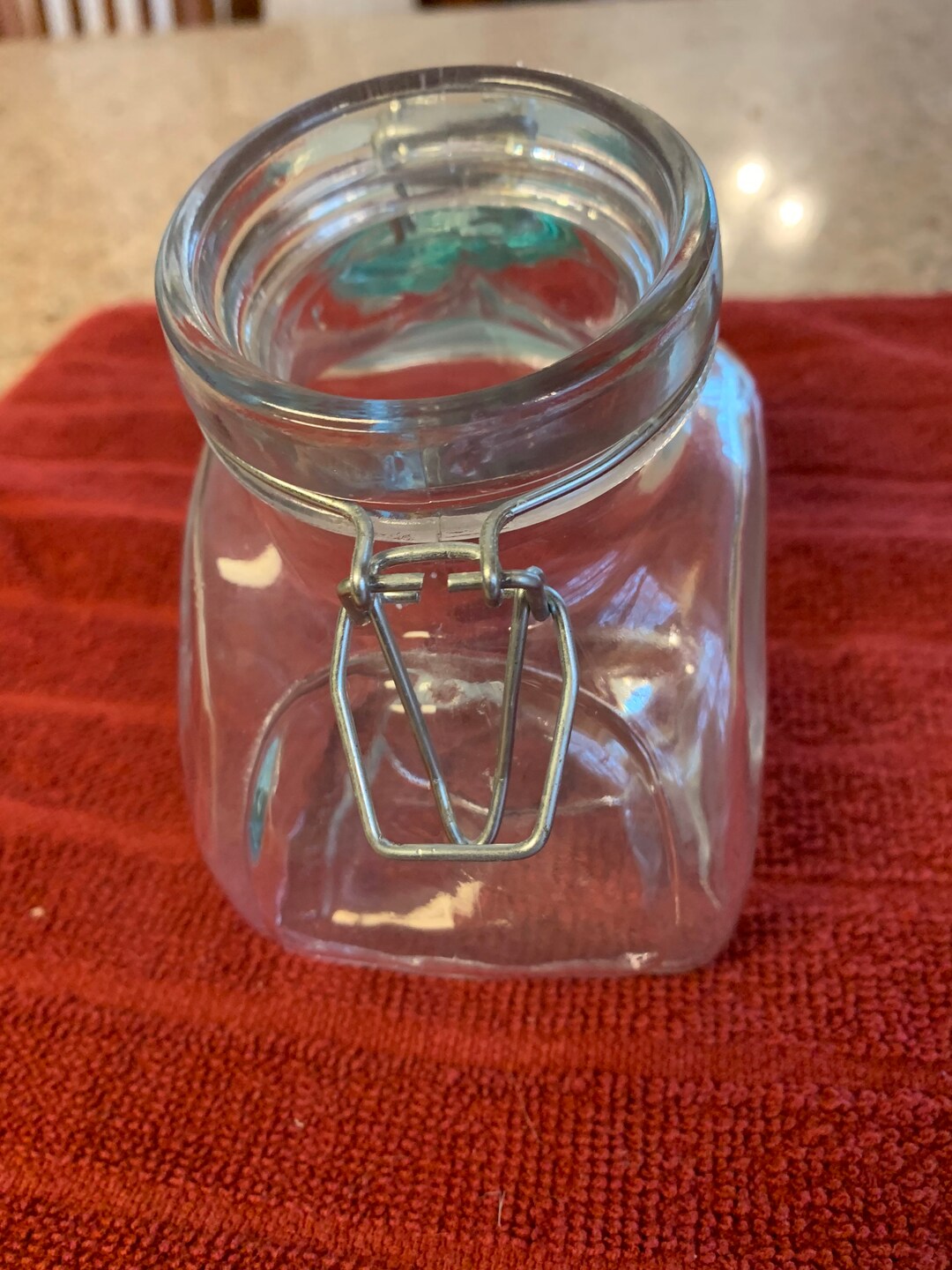 Aqua Tint Angular Glass Jar With Lid and Bail - Etsy