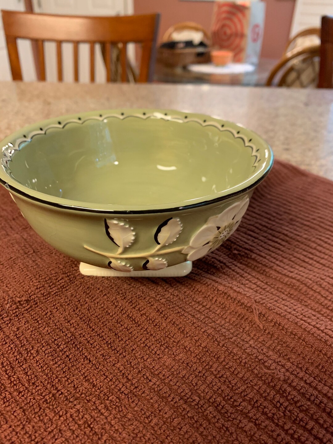 3D Raised Magnolia Bowl Green With White Magnolia - Etsy