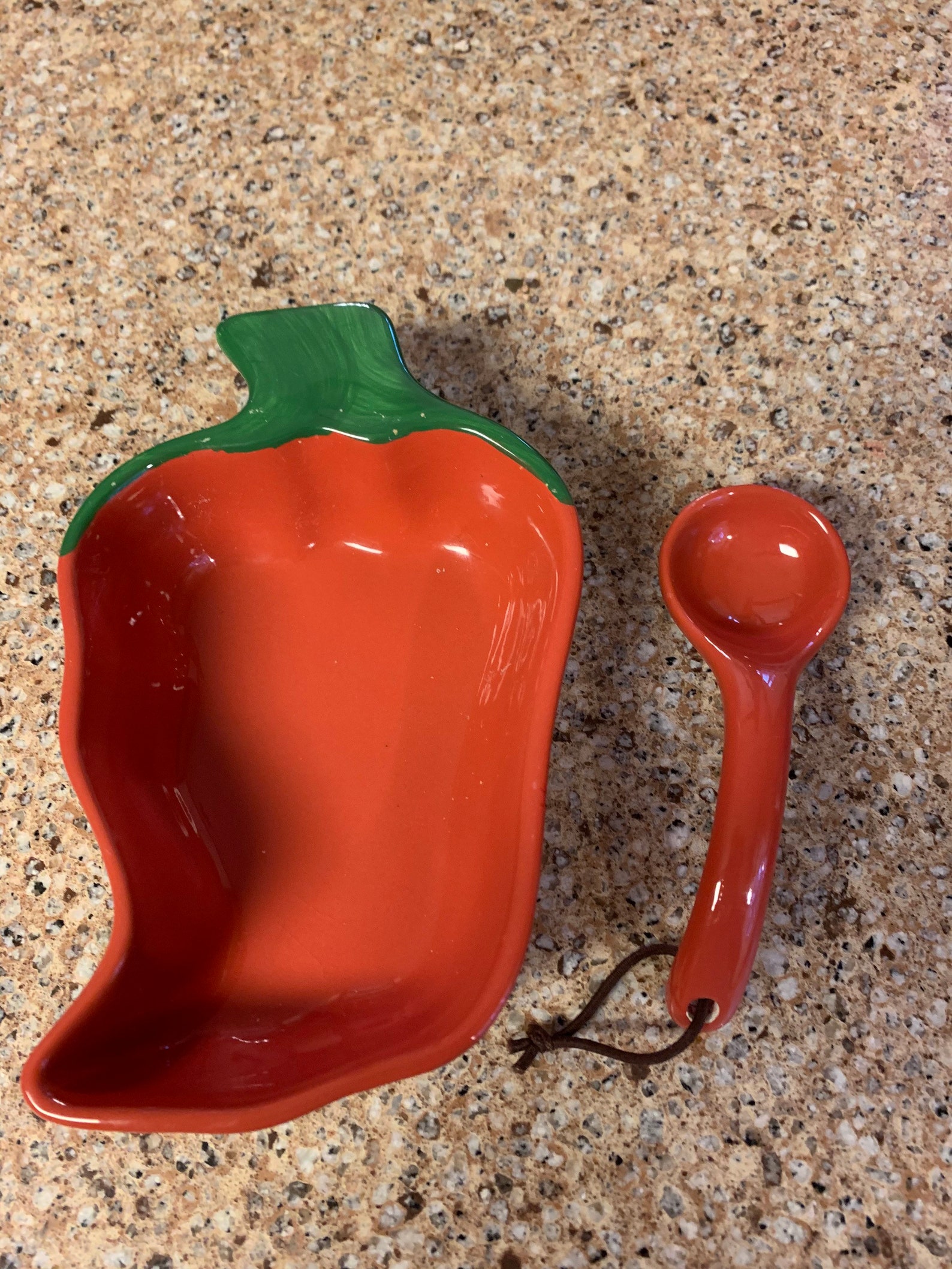 Red Ceramic Chili Pepper Bowl with Matching Serving Spoon | Etsy