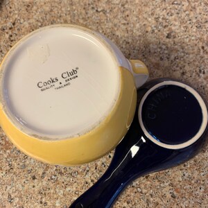 Cooks Club Ceramic Pitcher in Cobalt Blue, Yellow and White With Cobalt ...