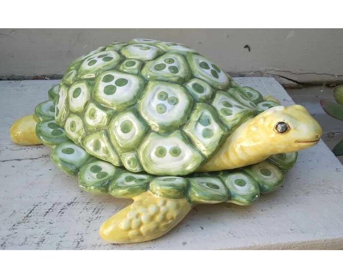 Vintage Italian Majolica Turtle Dish With Rabbit Inside by Meiselman ...