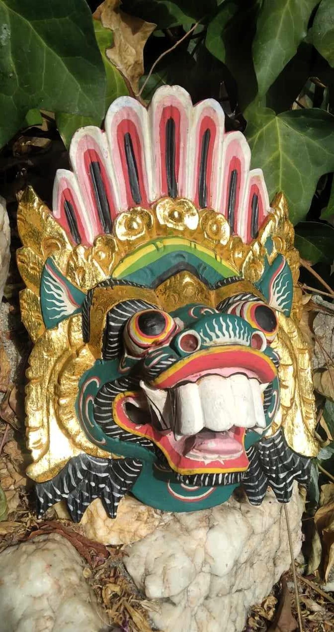 Colorful Balinese Barong Hand Carved Singa Lion Topeng Demon Wooden ...