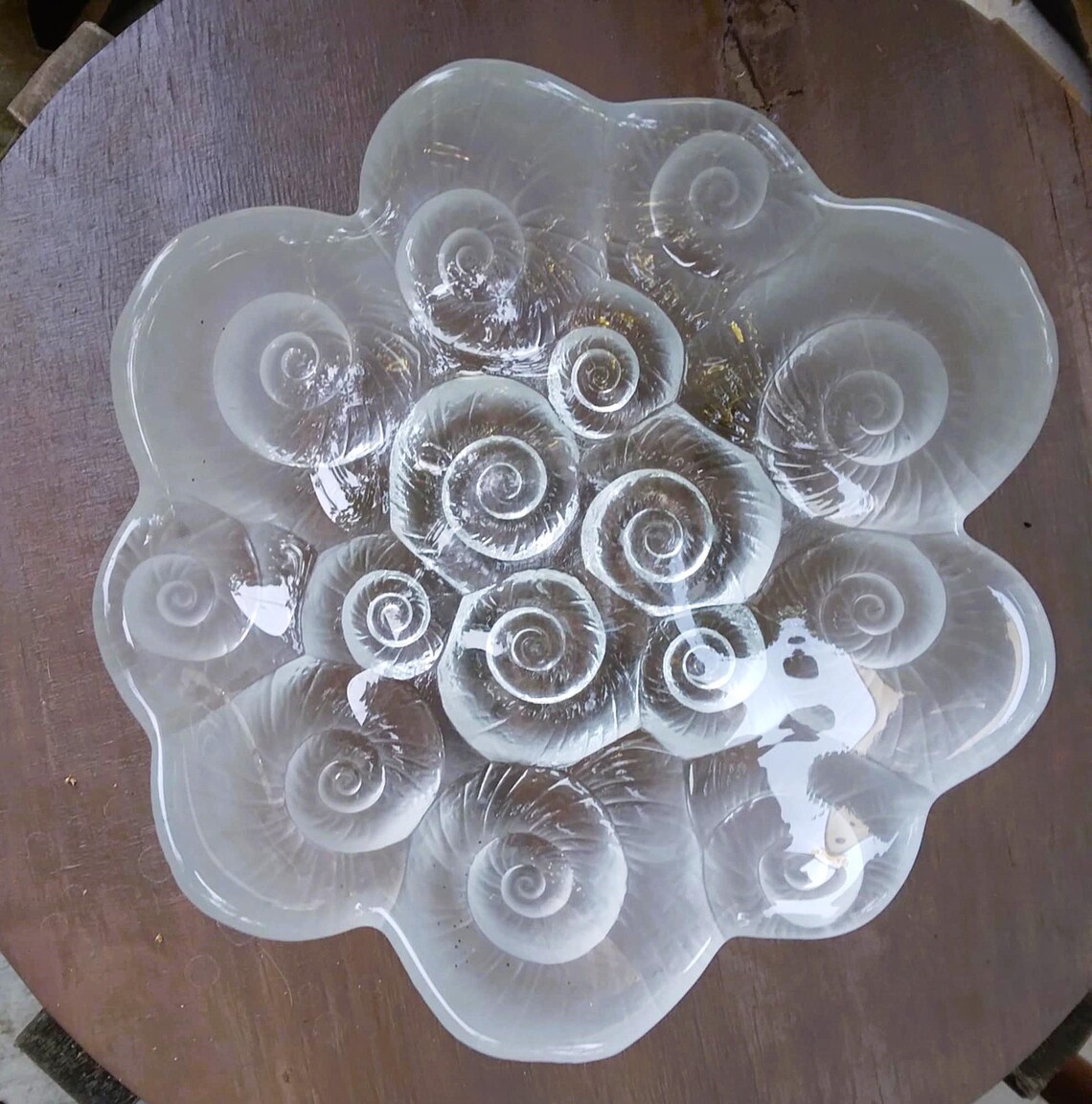 VTG Sculpted Nautilus Crystal Frosted Bowl by per Lütken for Royal ...