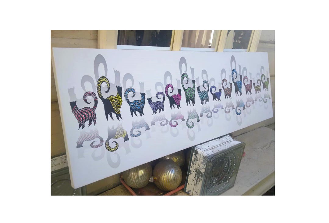 Snobby Cats Line Dance" CATS, Cotton Giclee Canvas Wrap Limited Edition ...