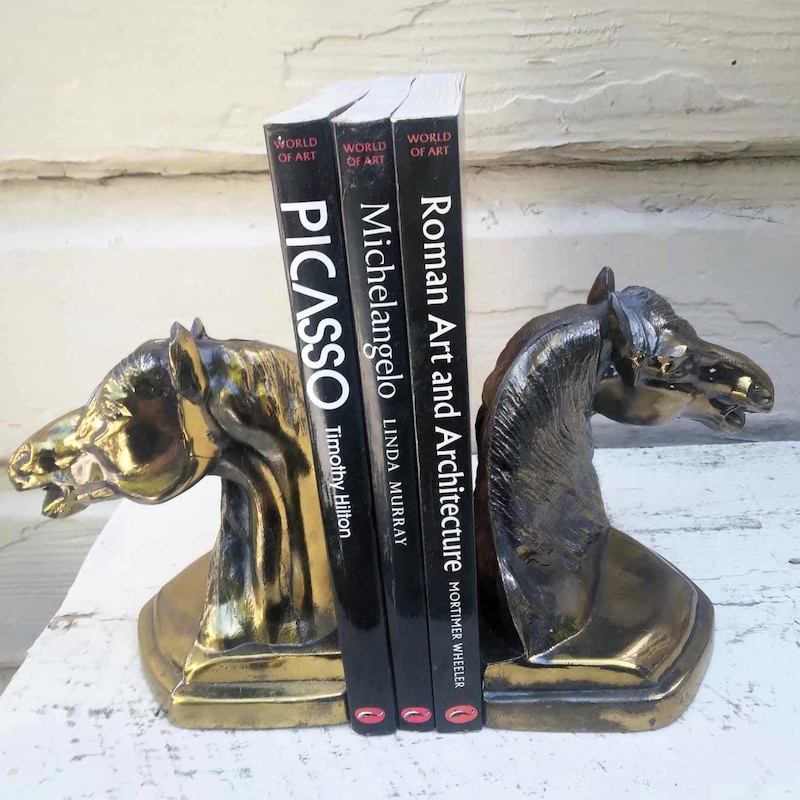 Brass Horse Heads Bookend - Etsy