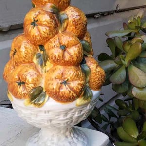 Stunning MCM Italian Majolica Hand Painted Porcelain Orange Tree ...