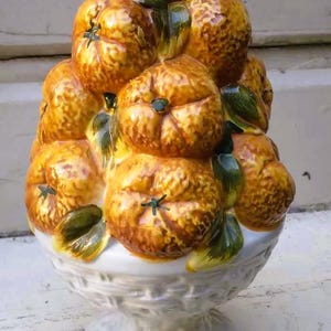 Stunning MCM Italian Majolica Hand Painted Porcelain Orange Tree ...