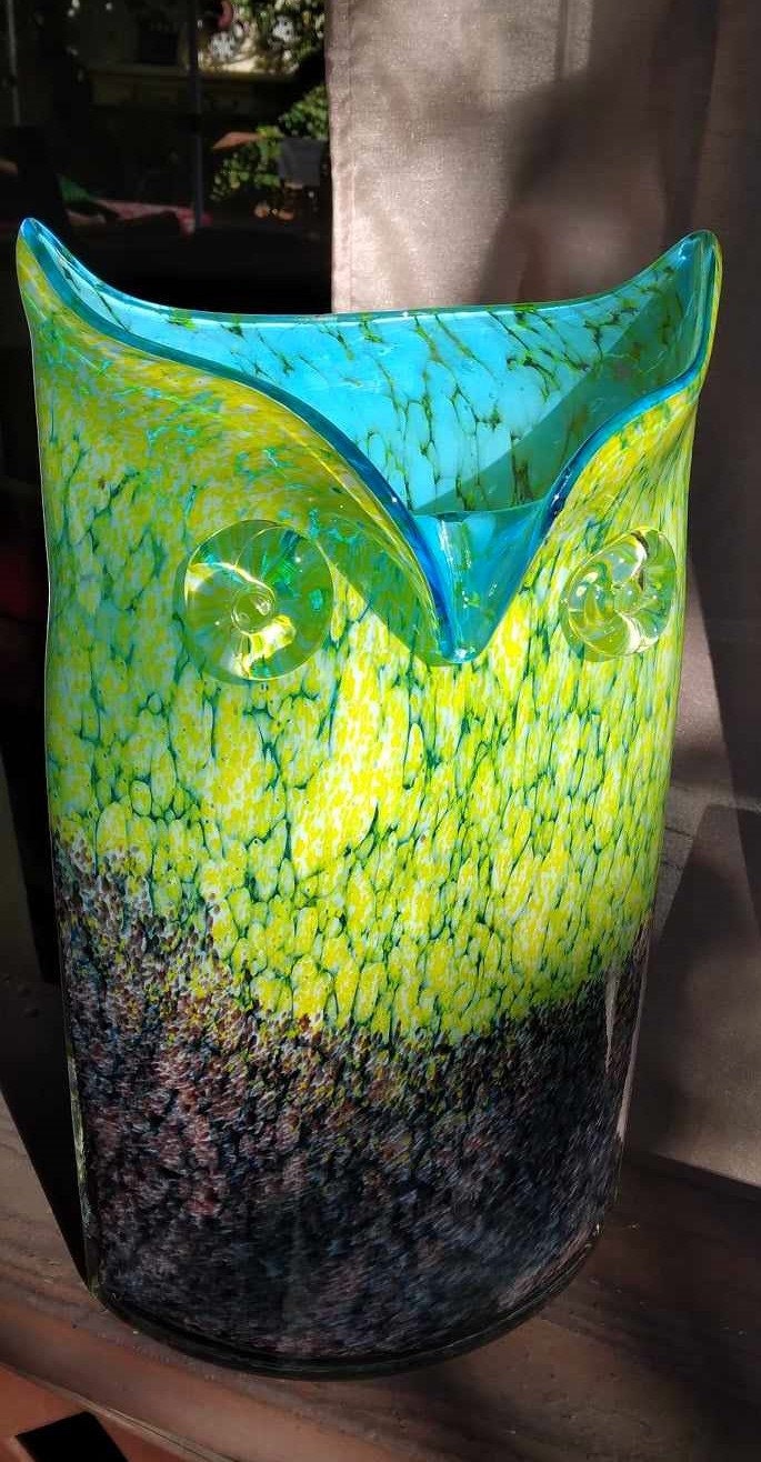Gorgeous Large Multi-colored Hand-blown Art Glass Owl Vase - Etsy