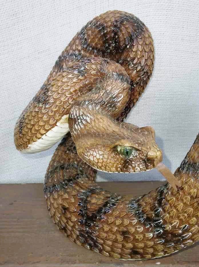 Lifesize Diamondback Coiled Rattlesnake Hard Resin Statue Realistic ...