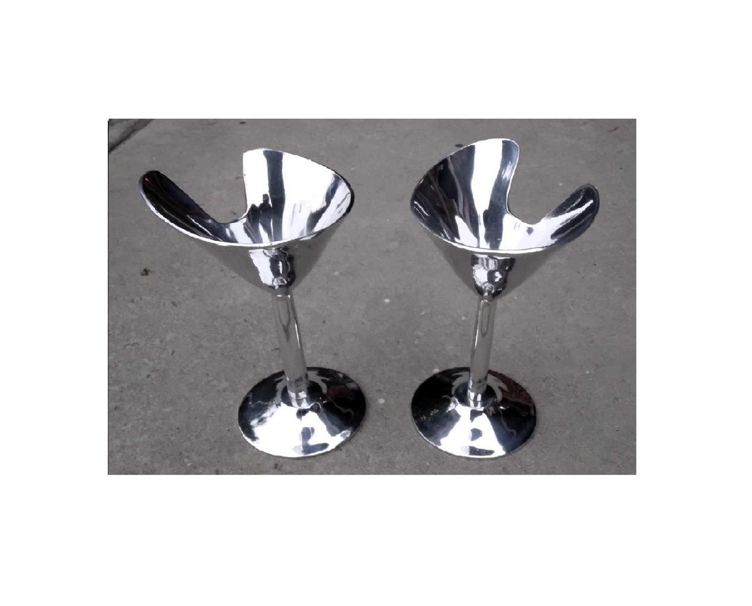 2 (a Pair Of) Handmade Polished Aluminum Alloy Tall Martini Glass ...
