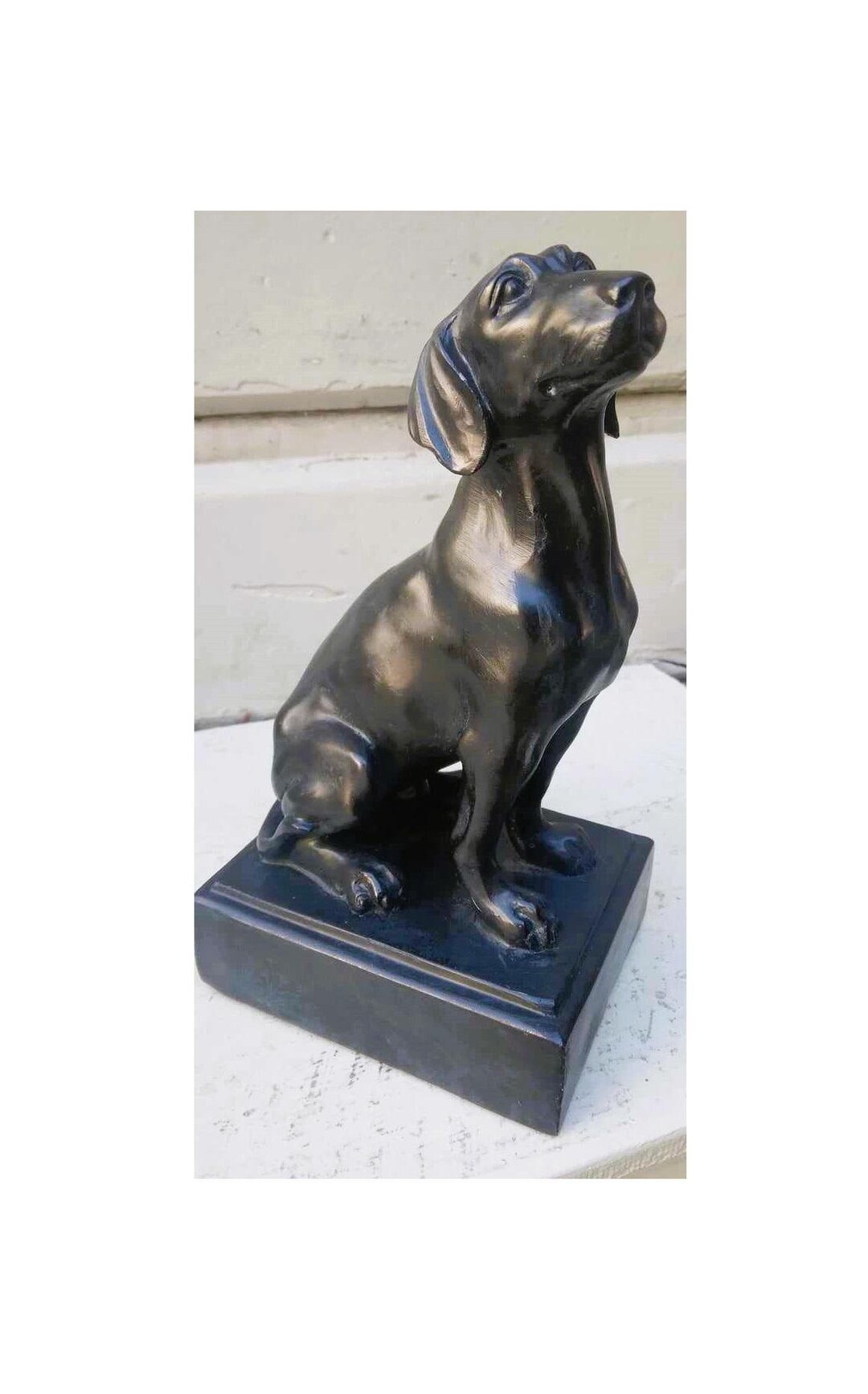 Sitting Black Labrador Heavy Poly Resin Square Mounted Sculpture - Etsy
