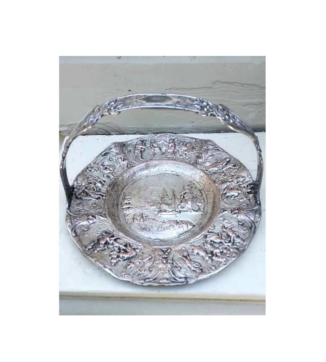 Antique Barbour Intl. S.P. Co Repousse Silverplate Tavern Scene Metal ...