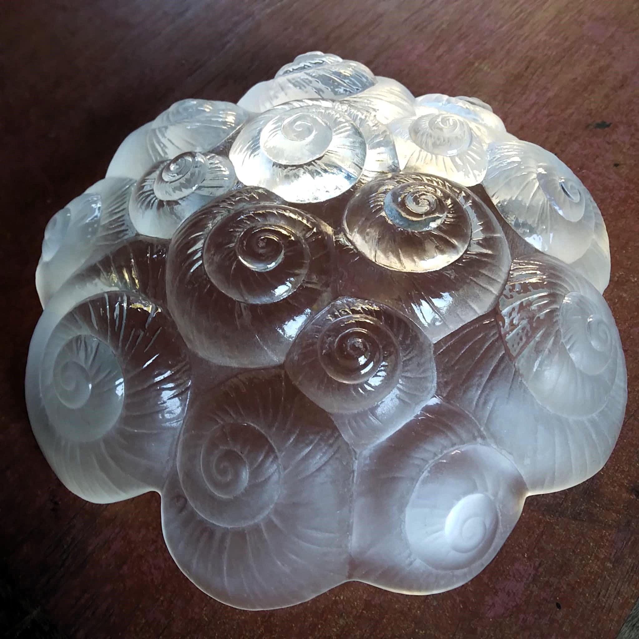 VTG Sculpted Nautilus Crystal Frosted Bowl by per Lütken for Royal ...
