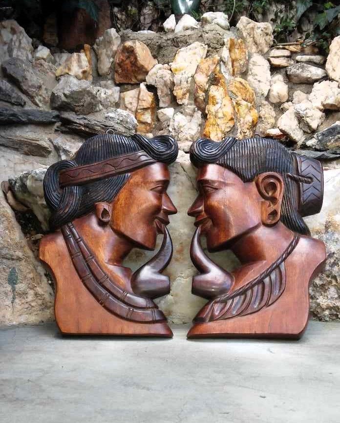 MCM Wood Wall Plaques Hand Carved Pacific Islanders Tribal Women ...