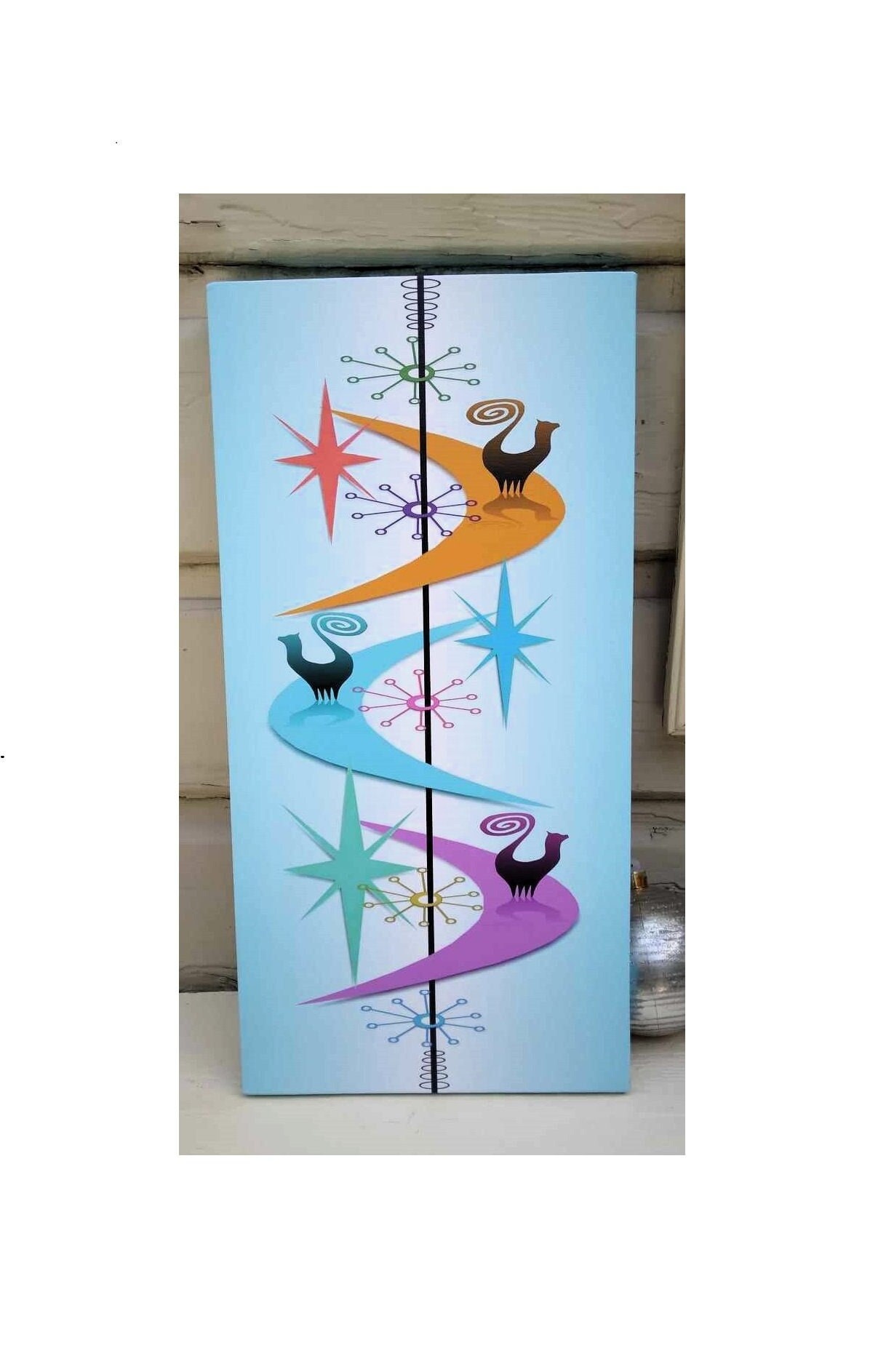 Retro MCM Style snooty Cats on Boomerangs Giclee Print on Canvas ...