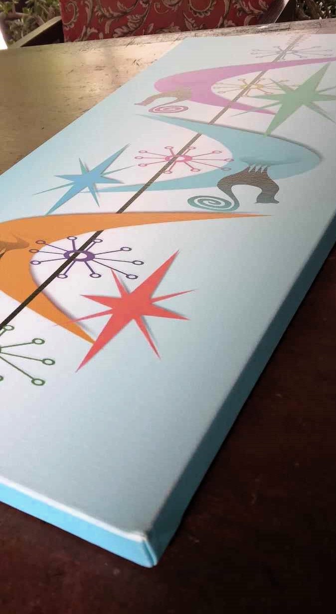 Retro MCM Style snooty Cats on Boomerangs Giclee Print on Canvas ...