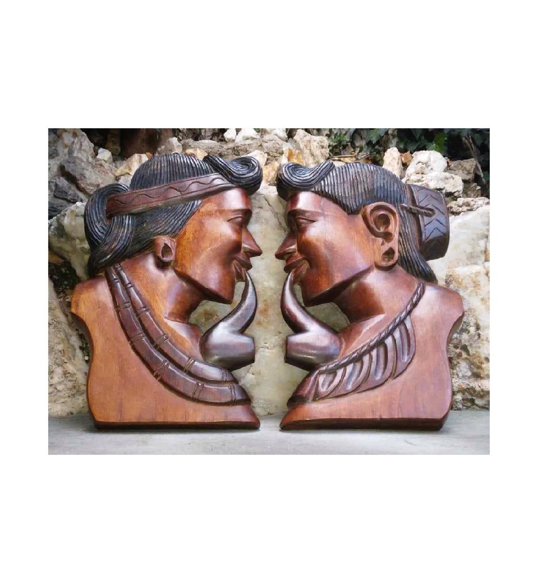 MCM Wood Wall Plaques Hand Carved Pacific Islanders Tribal Women ...