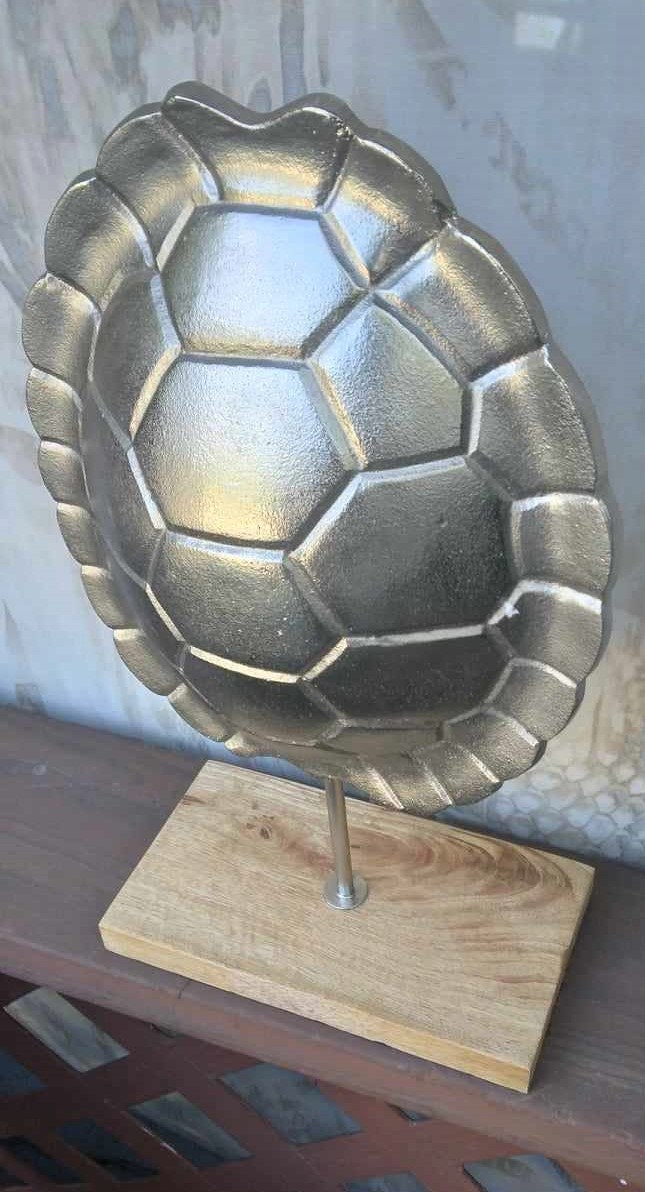 Fun Contemporary Cast Aluminum Turtle Shell on Wood Stand - Etsy