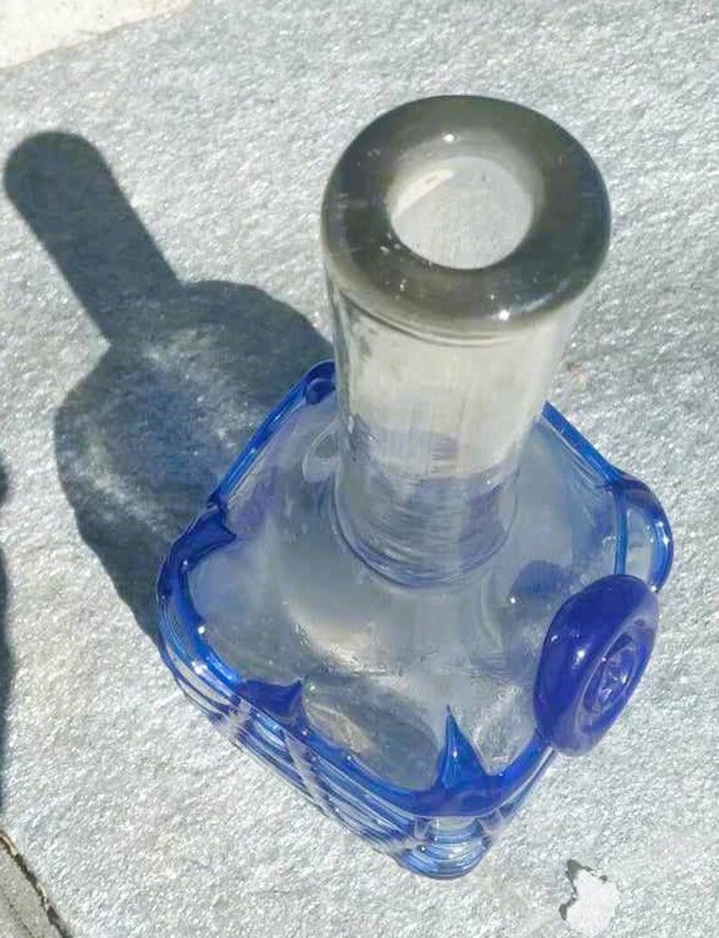 Vintage La Fiore Bottle Mare Blown Glass Cobalt Blue Wrapped Clear ...