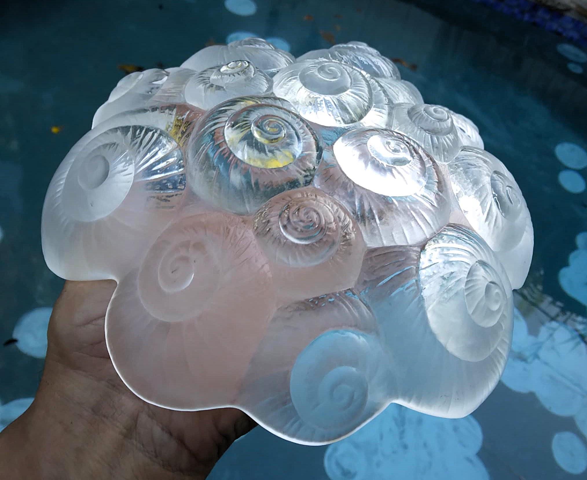 VTG Sculpted Nautilus Crystal Frosted Bowl by per Lütken for Royal ...