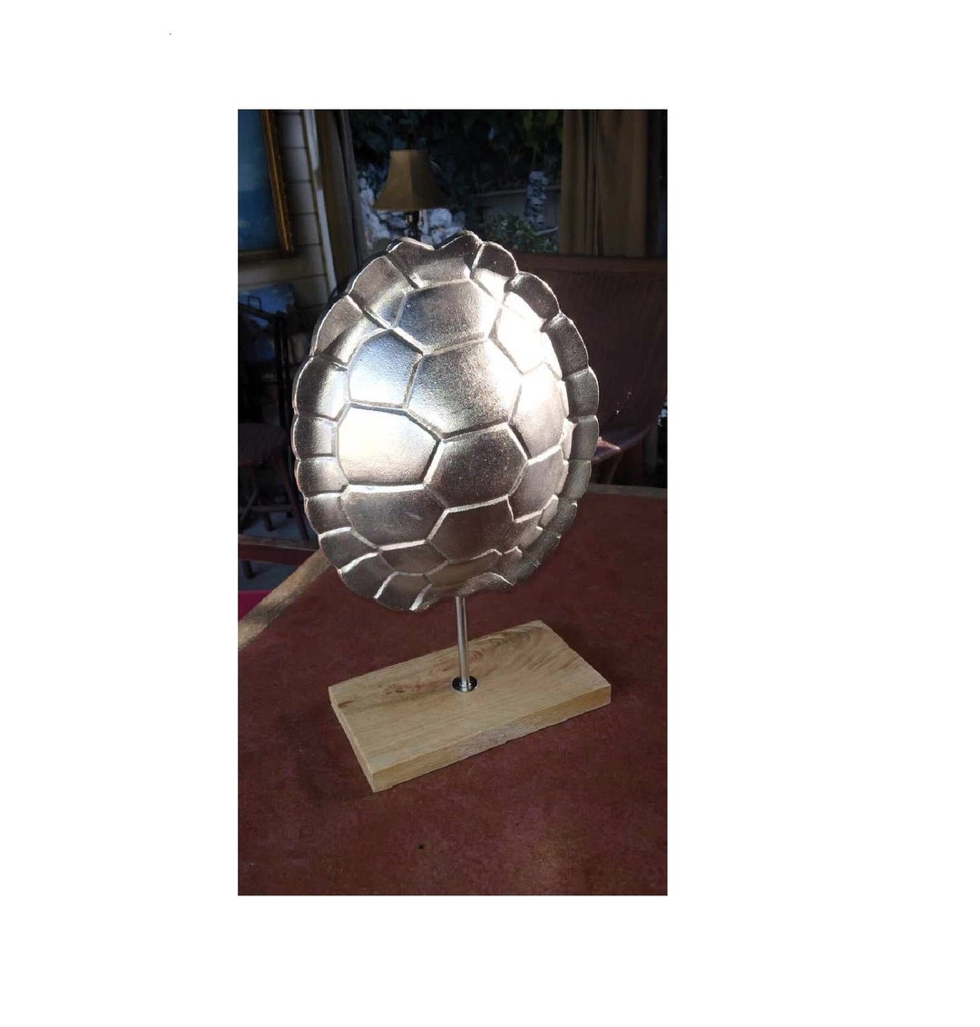 Fun Contemporary Cast Aluminum Turtle Shell on Wood Stand - Etsy