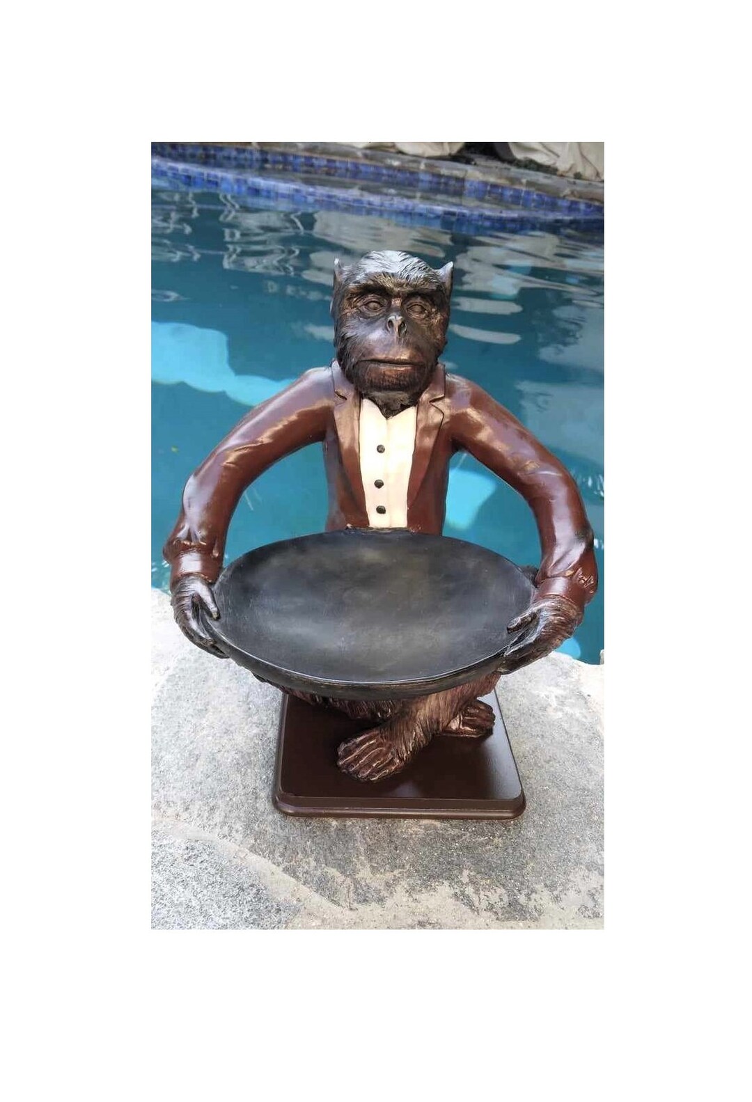 Large Hand Painted Poly Resin Monkey/chimpanzee Butler Serving/trinket ...